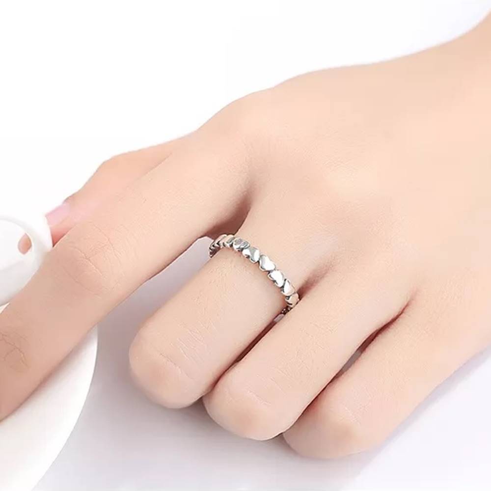Inel reglabil din Argint placat cu Rodiu, Heart By Heart - eMAG.ro