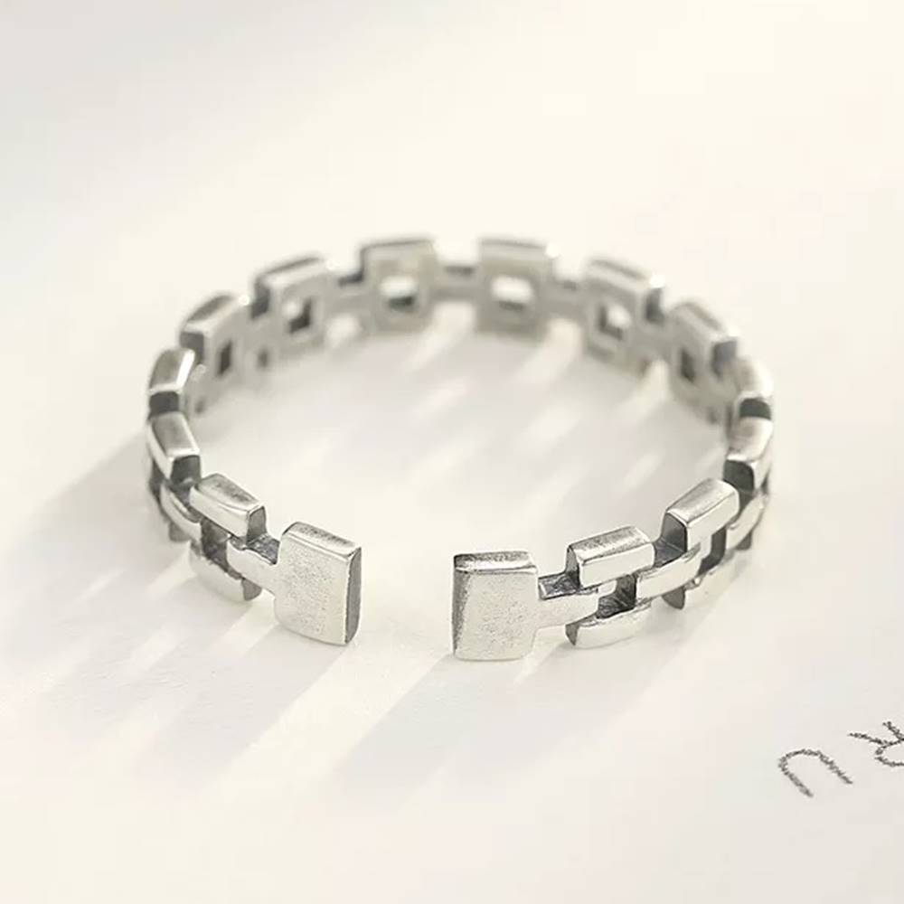 Inel reglabil din Argint placat cu Rodiu, Cuban Chain - eMAG.ro