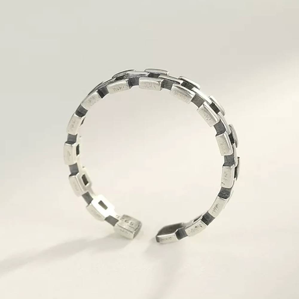 Inel reglabil din Argint placat cu Rodiu, Cuban Chain - eMAG.ro