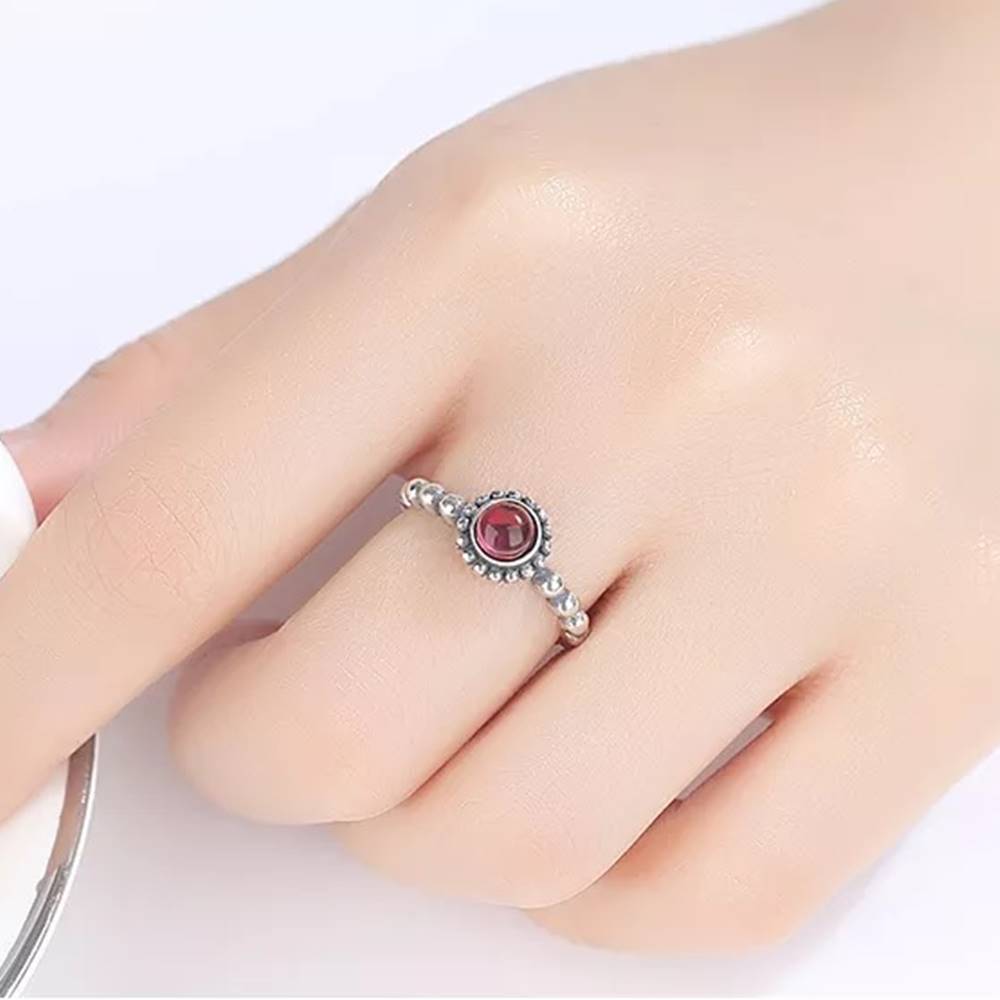 Inel reglabil din Argint cu Agat, placat cu Rodiu, Red Stone Crystal - eMAG.ro