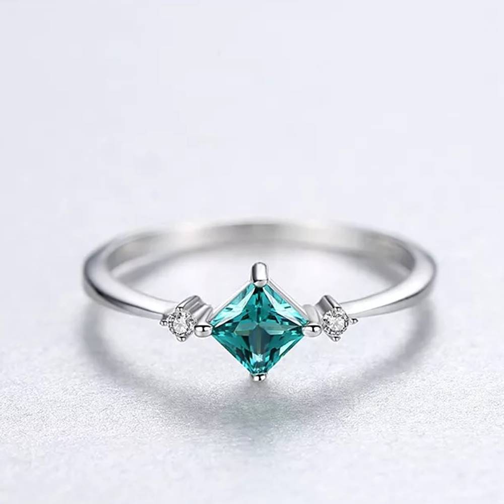 Inel din Argint cu Smarald verde, placat cu Rodiu, Emerald Promise ...