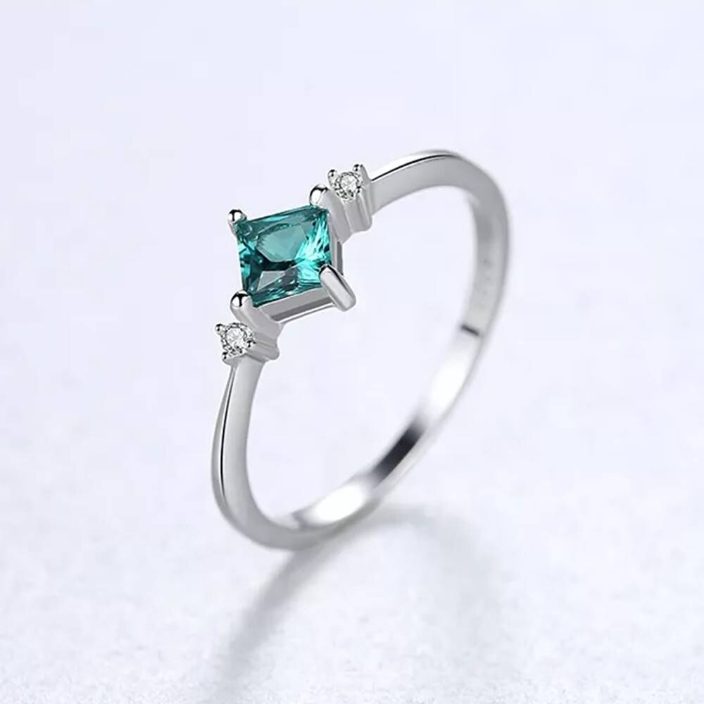 Inel din Argint cu Smarald verde, placat cu Rodiu, Emerald Promise ...