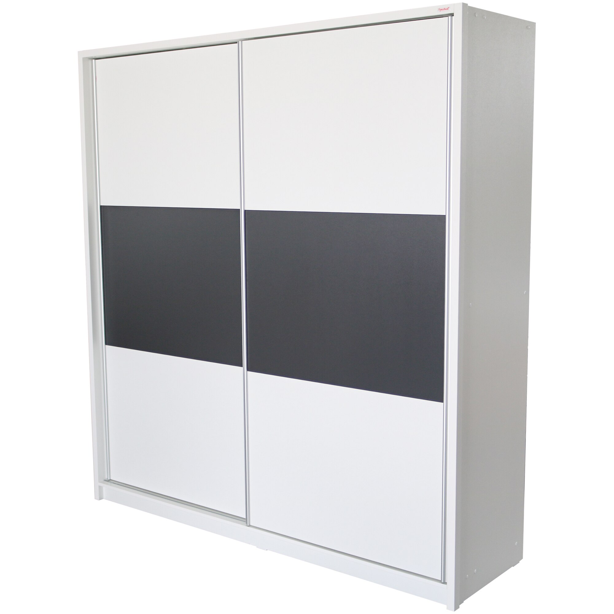 Dulap Milano cu usi culisante, 206 x 220 x 60 cm, Alb / Gri - eMAG.ro