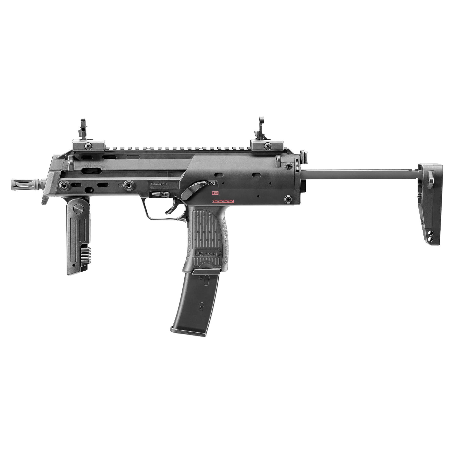 Replica pistol-mitraliera airsoft MP7 A1, Heckler & Koch, 6 mm, Gaz ...