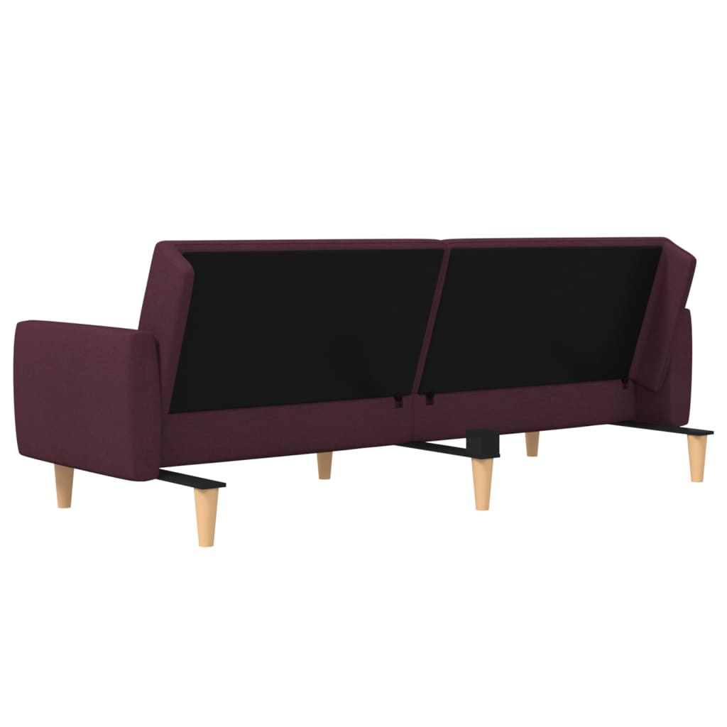 Canapea pat cu 2 locuri, cu taburet, violet, textil, Extensibila ...