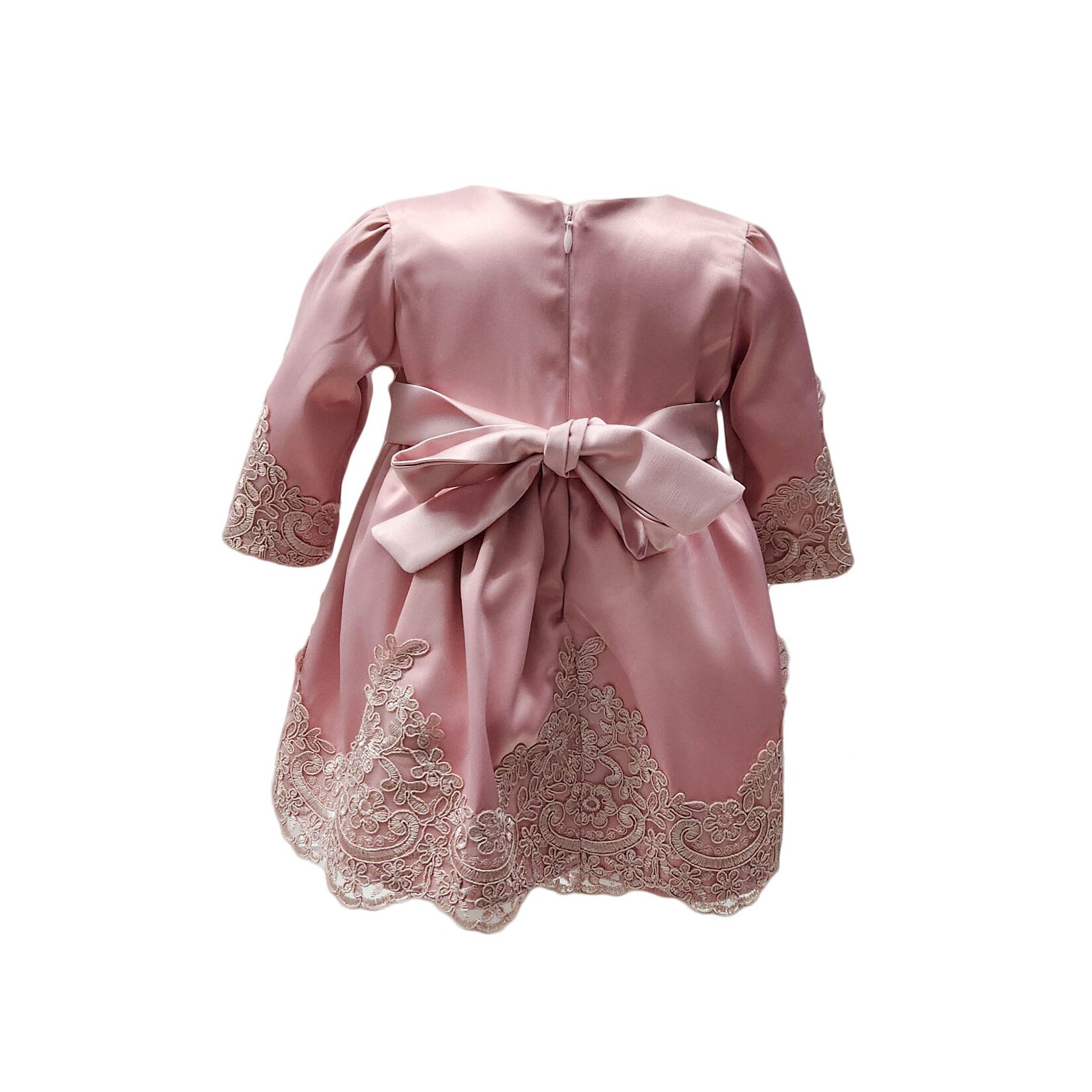 Rochie botez cu maneca lunga, model Regina, culoare roz prafuit, varsta ...