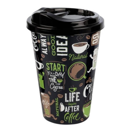 Pahar pentru cafea din plastic de plastic 500 ml negru verde - eMAG.ro