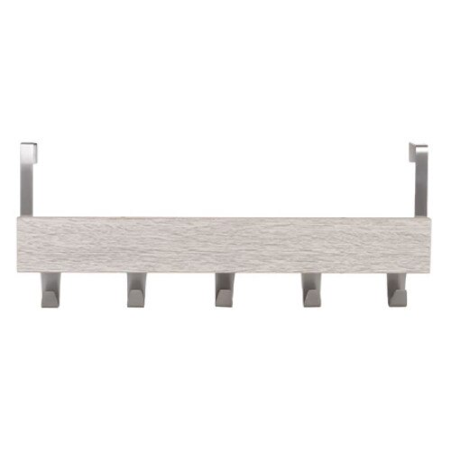 Cuier De Usa Simplu Din Lemn Cu 5 Carlige Metalice, Gri, 37.5x7x15.5 cm ...