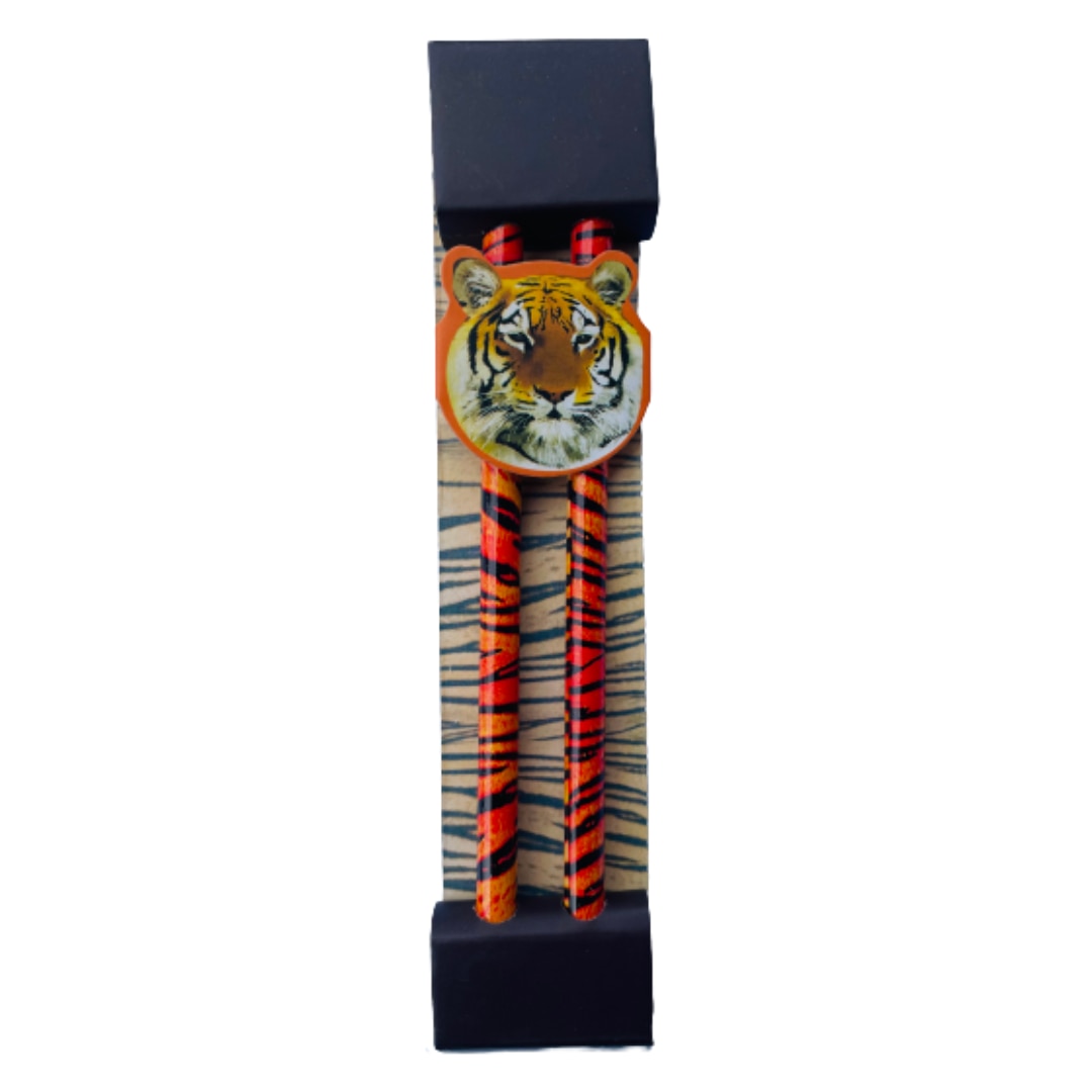 Set 2 creioane cu model animal print, 17 cm - Tigru - eMAG.ro