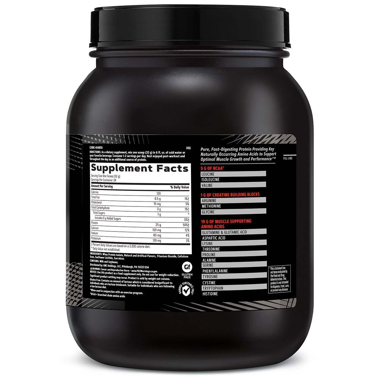 Supliment alimentar proteina izolata din zer cu aroma de vanilie GNC AMP Pure Isolate, 896g ...