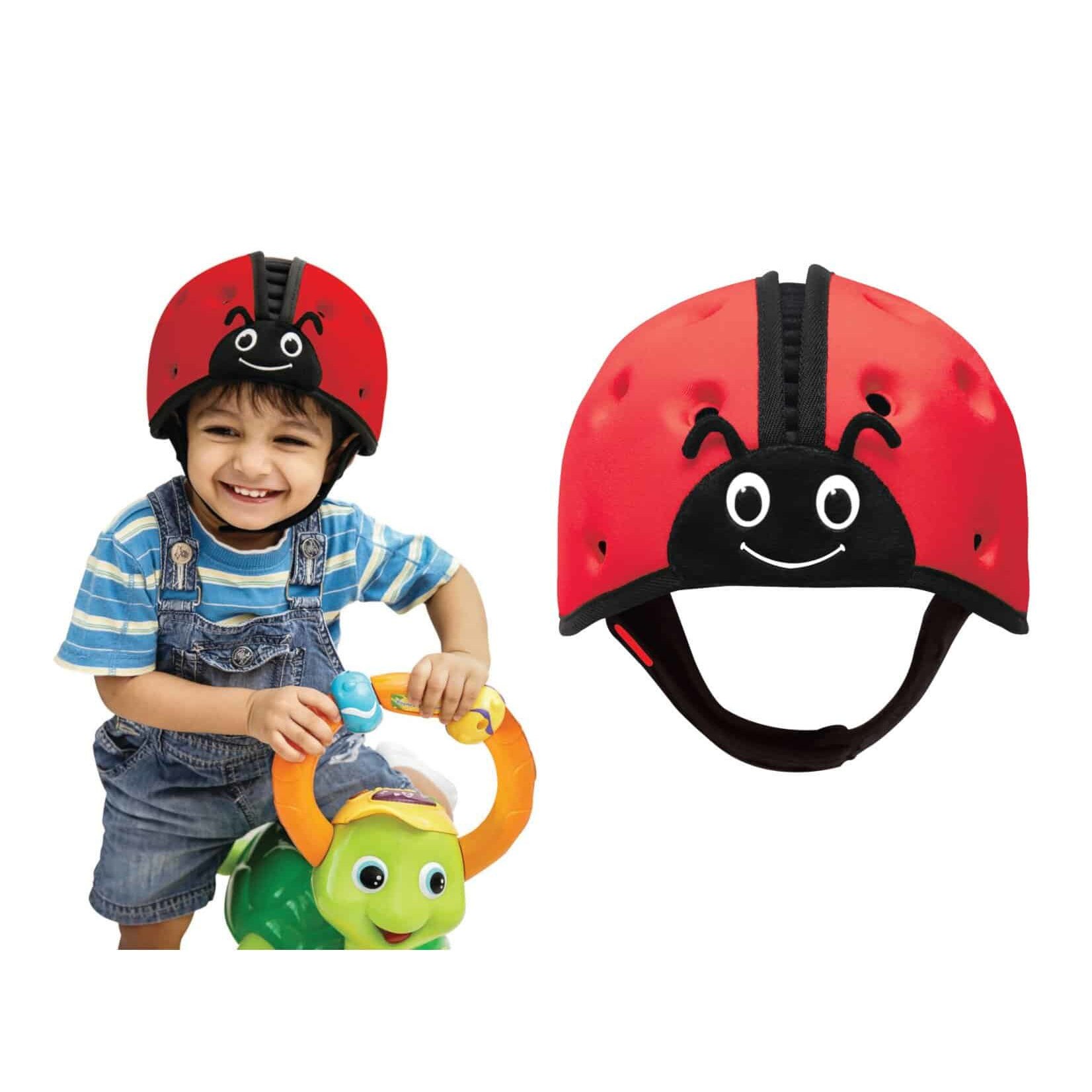 Casca de protectie Safehead, Polietilena/Bumbac, 7-24 luni, Rosu/Negru ...