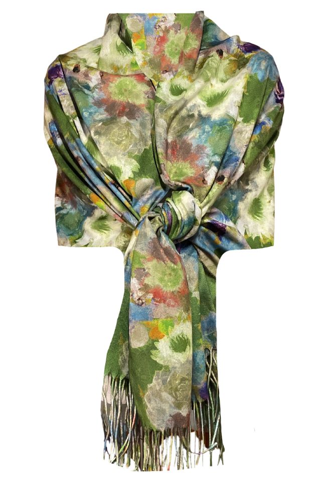 Fular casmir dama F, Dacali, verde/albastru,180 x 70 cm - eMAG.ro