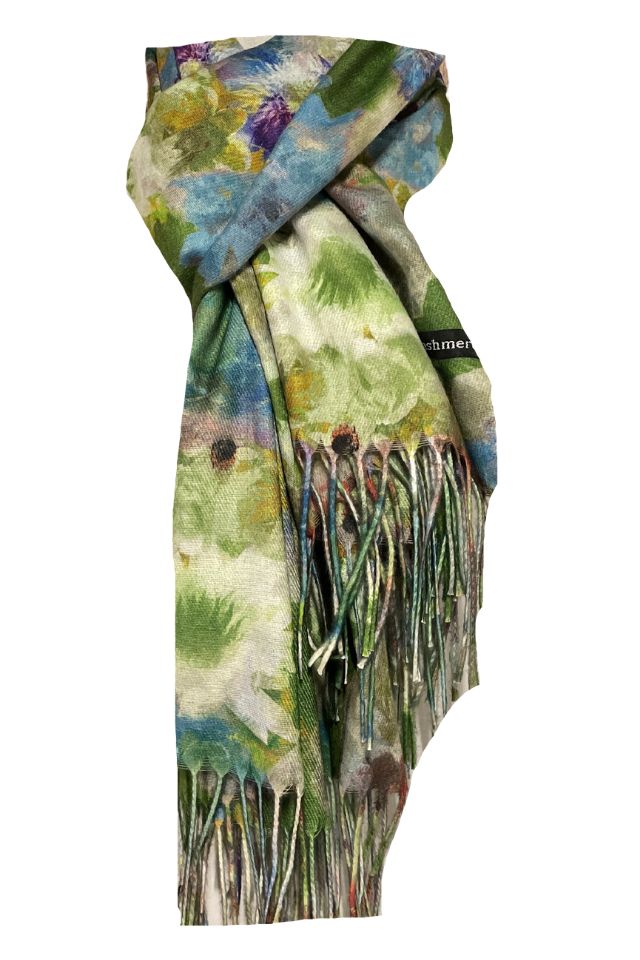 Fular casmir dama F, Dacali, verde/albastru,180 x 70 cm - eMAG.ro