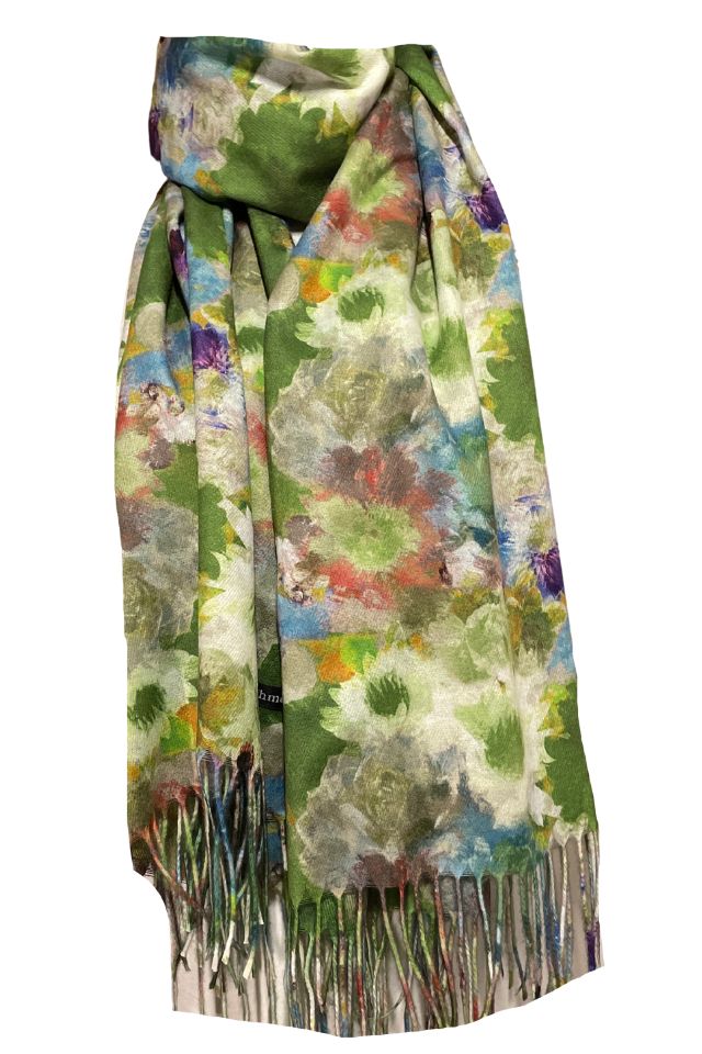 Fular casmir dama F, Dacali, verde/albastru,180 x 70 cm - eMAG.ro