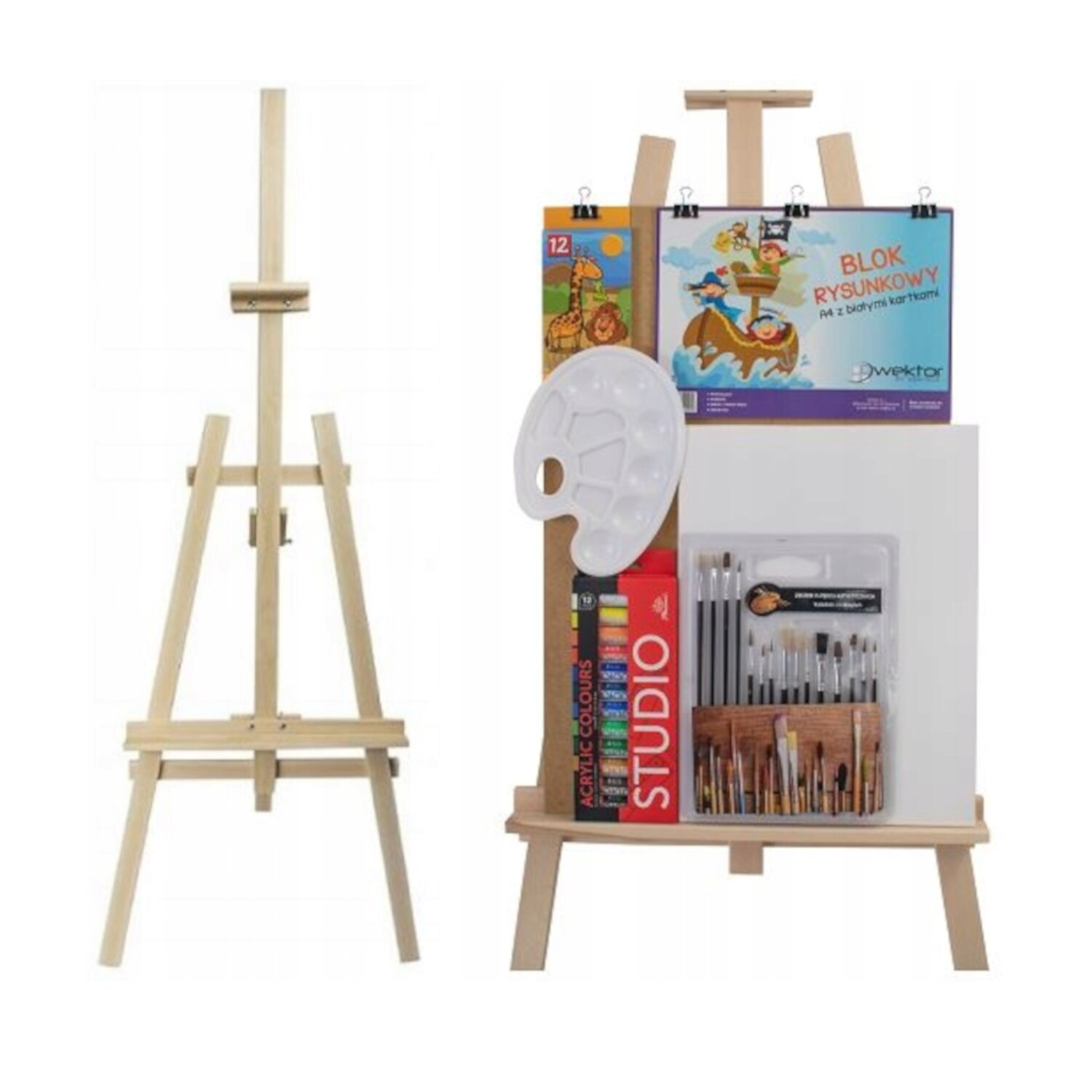 Set pictura format din sevalet 175cm, bloc de desen A4, 15 bucati ...