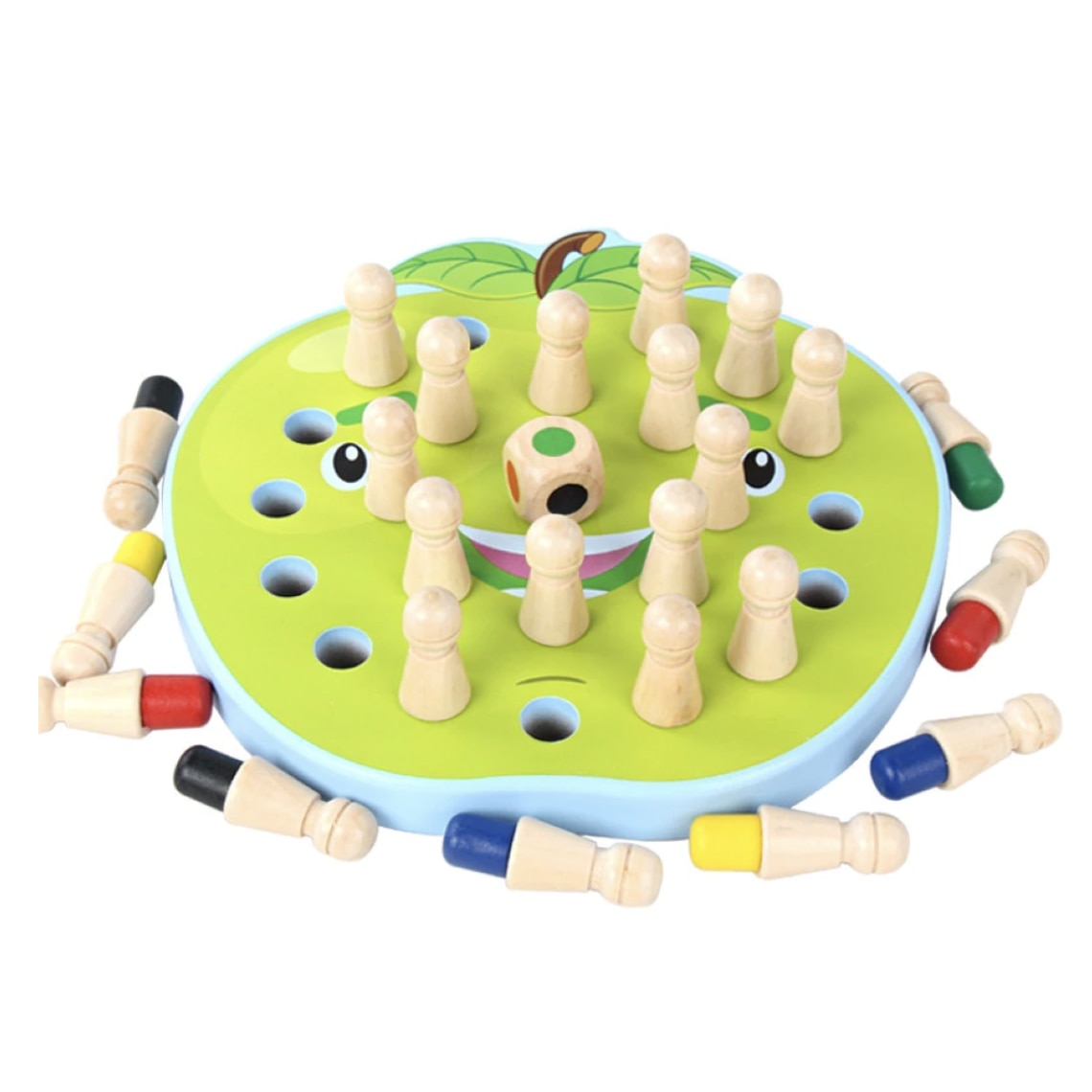 Joc Montessori 2 in 1, de memorie Memory Chess si tintar, Marul verde ...