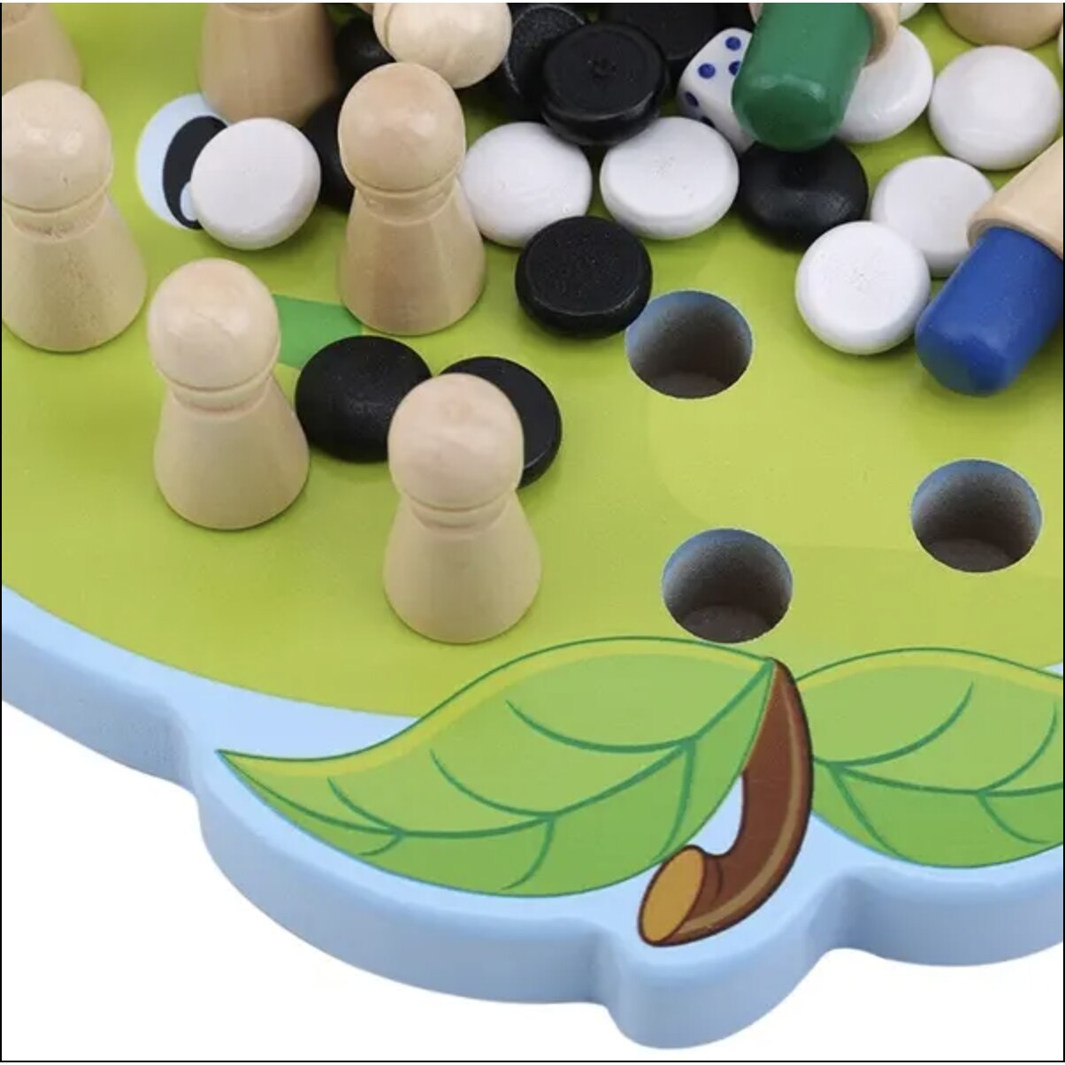 Joc Montessori 2 in 1, de memorie Memory Chess si tintar, Marul verde ...