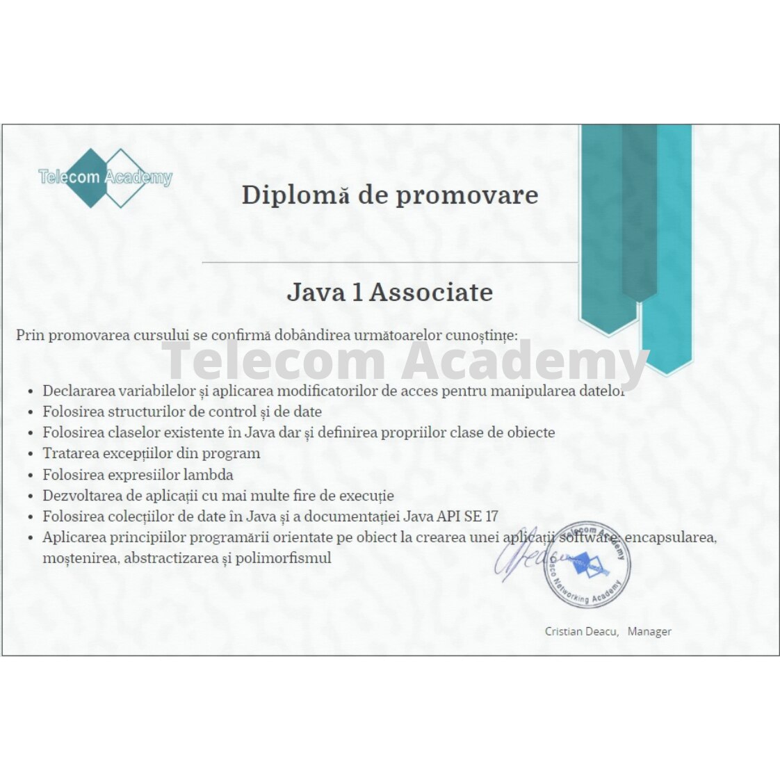 Curs Java 1 Associate, Telecom Academy, online, actualizat in 2022 - eMAG.ro
