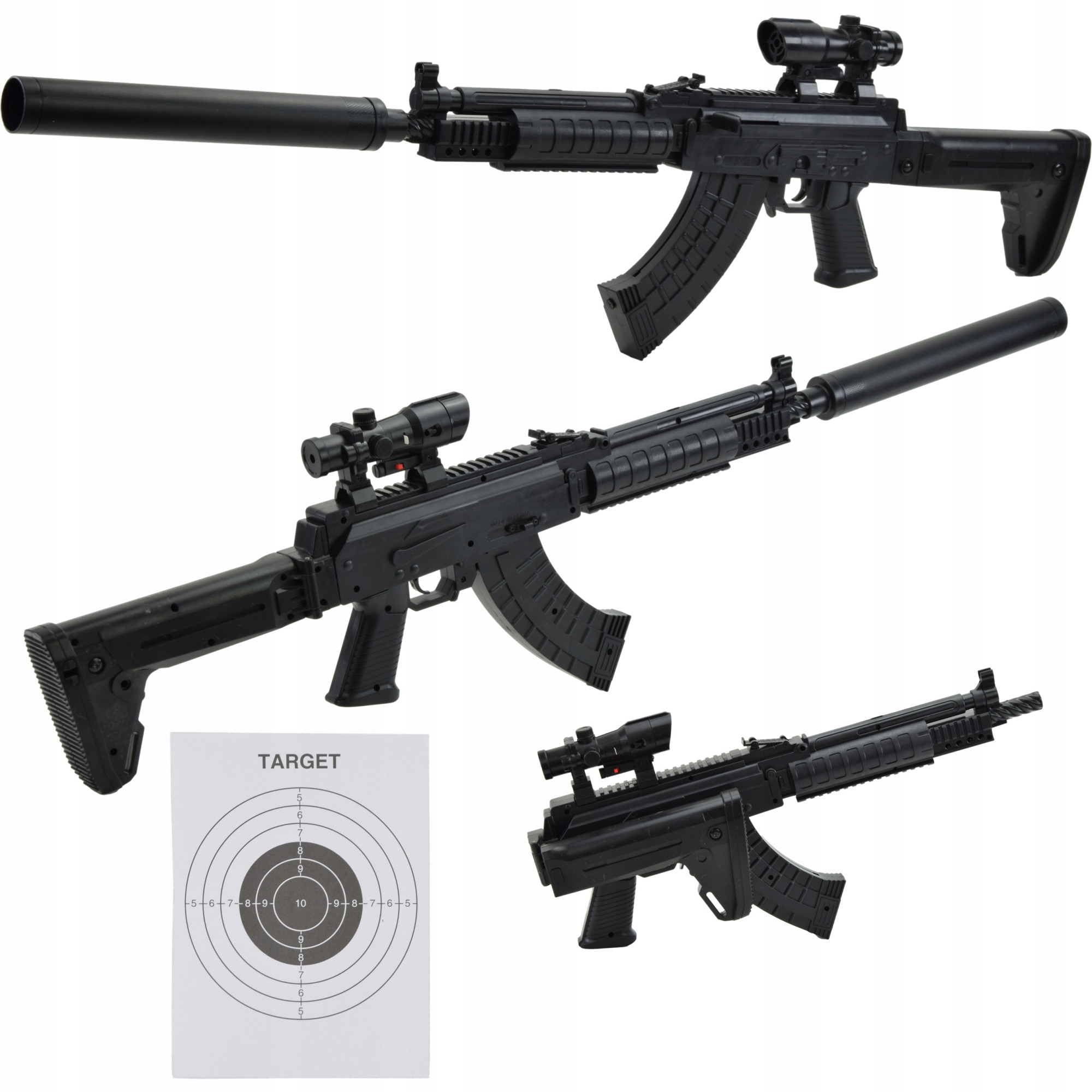 Pusca automata de jucarie cu amortizor de zgomot, plastic, 18+, negru ...