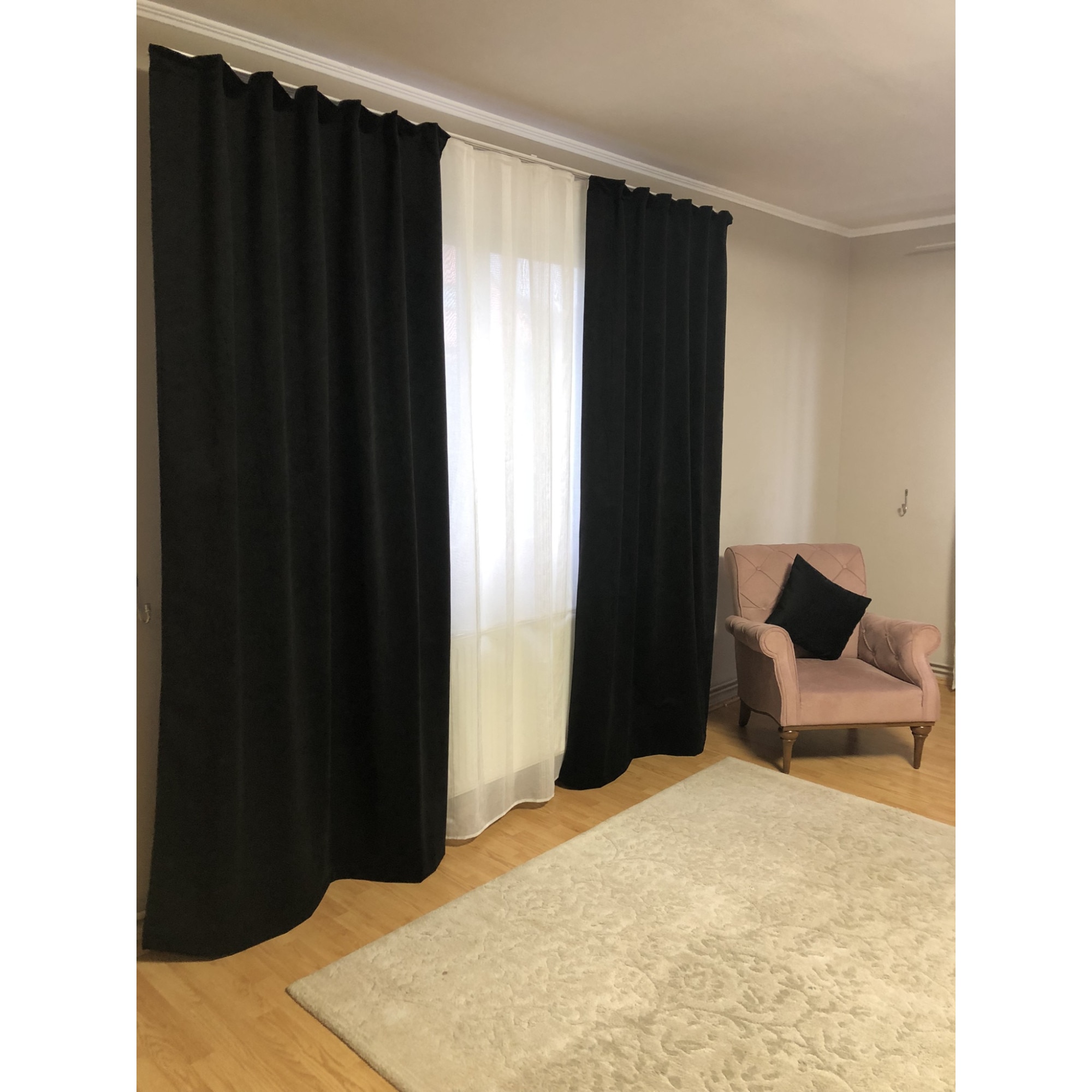 Set 2 draperii, 140x245cm, Catifea 285gr/mp, Negru - eMAG.ro