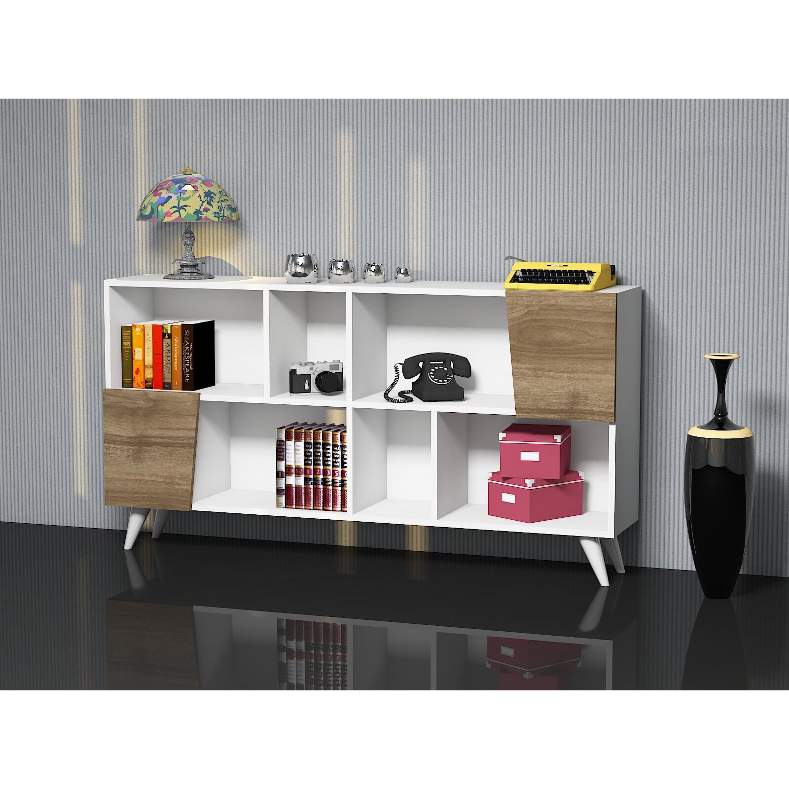 Comoda Tv Pion alb-nuc ,30x160x84 cm - eMAG.ro