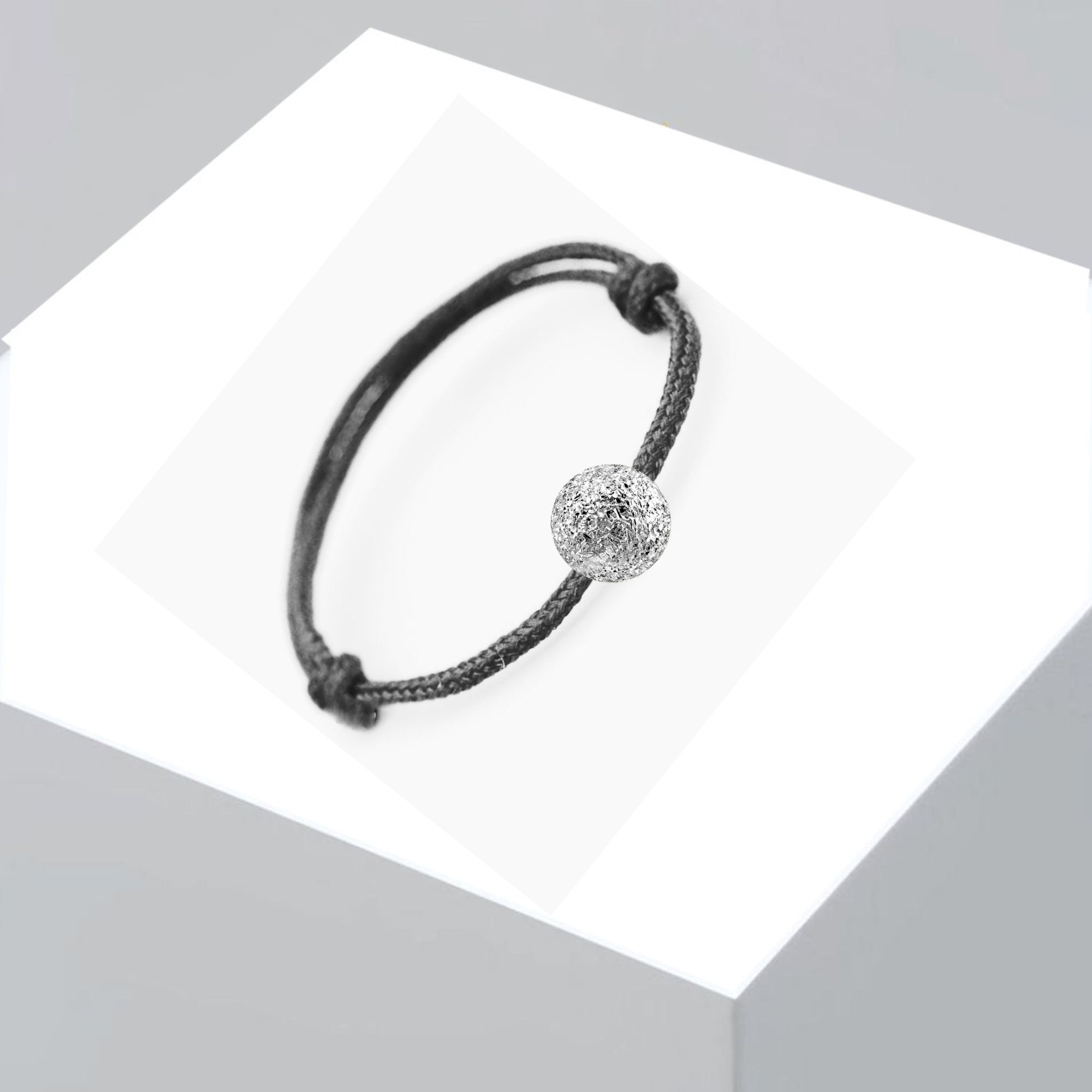 Inel cu Bila Argint 925 Snur Reglabil Negru, GlassIdeas, cu Biluta ...