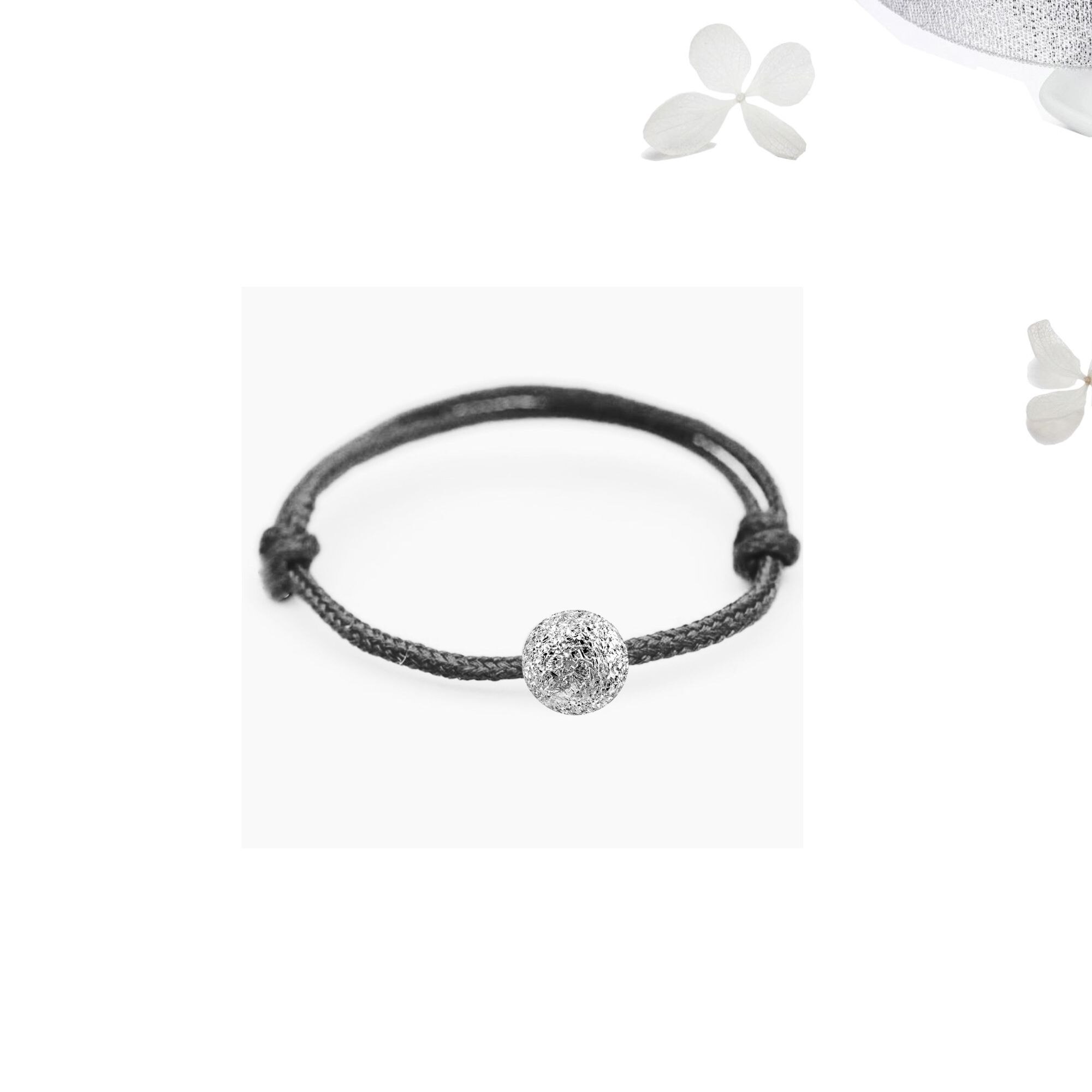 Inel cu Bila Argint 925 Snur Reglabil Negru, GlassIdeas, cu Biluta ...