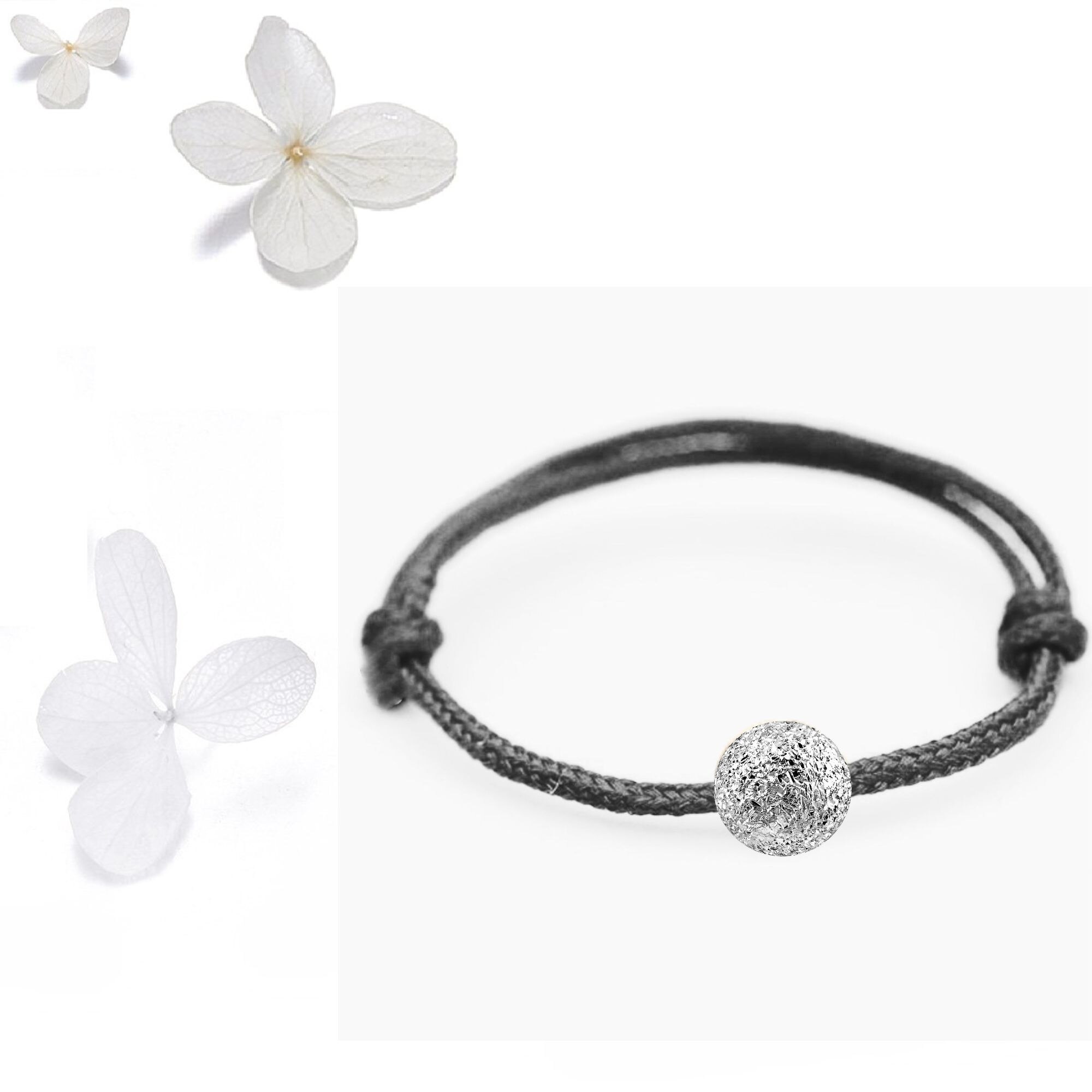 Inel cu Bila Argint 925 Snur Reglabil Negru, GlassIdeas, cu Biluta ...