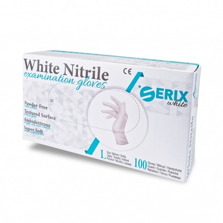 Set 100 Manusi de Examinare Albe, Nitril, Nepudrate, Serix White, L ...