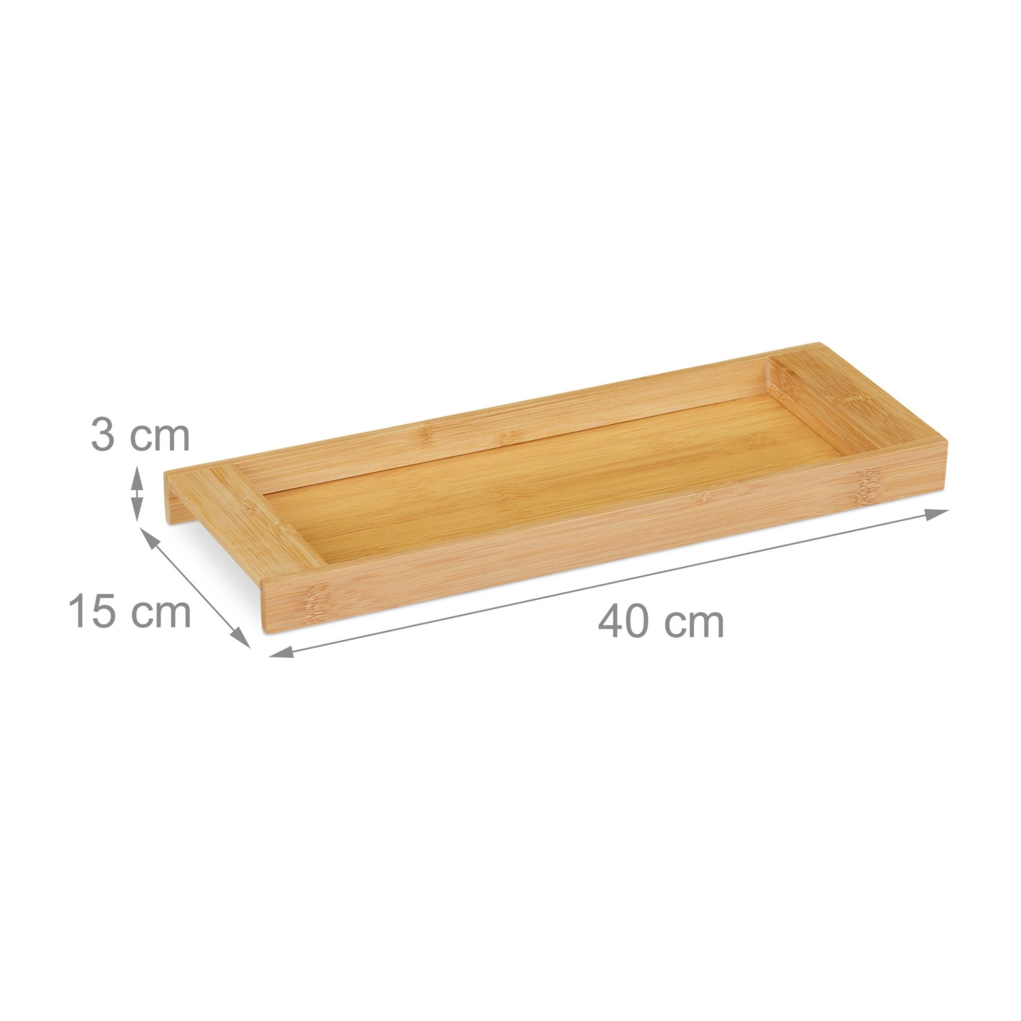 Tava din bambus multifunctionala, baie/living/birou, 3 x 40 x 15 cm ...