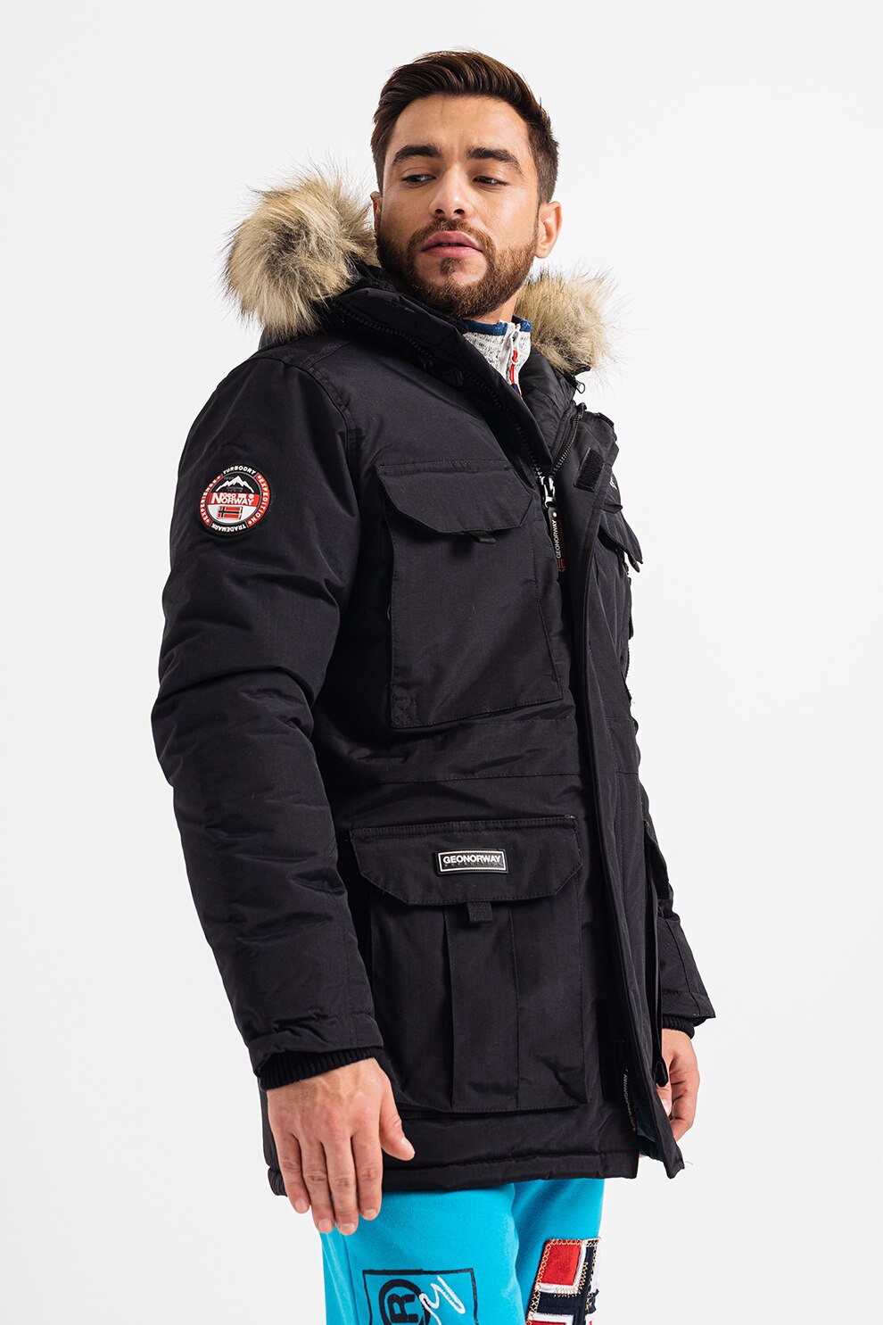 Geo Norway, Battlegiant télikabát műszőrme szegéllyel, Fekete, 2XL ...