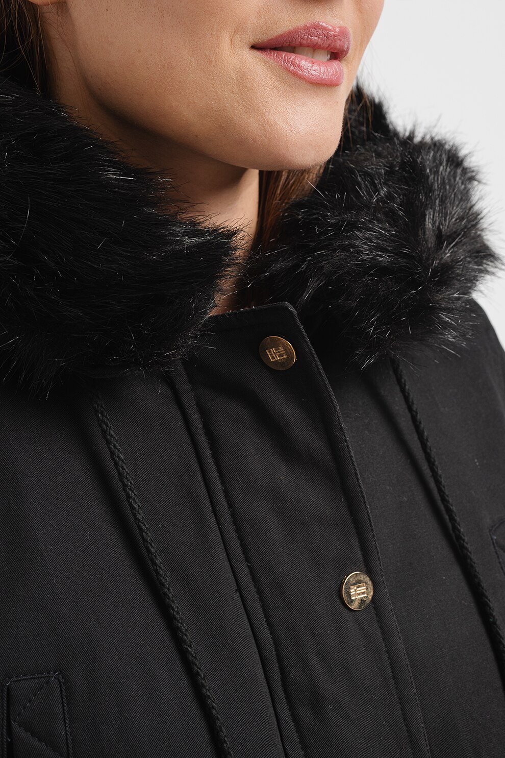 Geo Norway, Geaca parka cu garnitura de blana sintetica Boldina, Negru ...