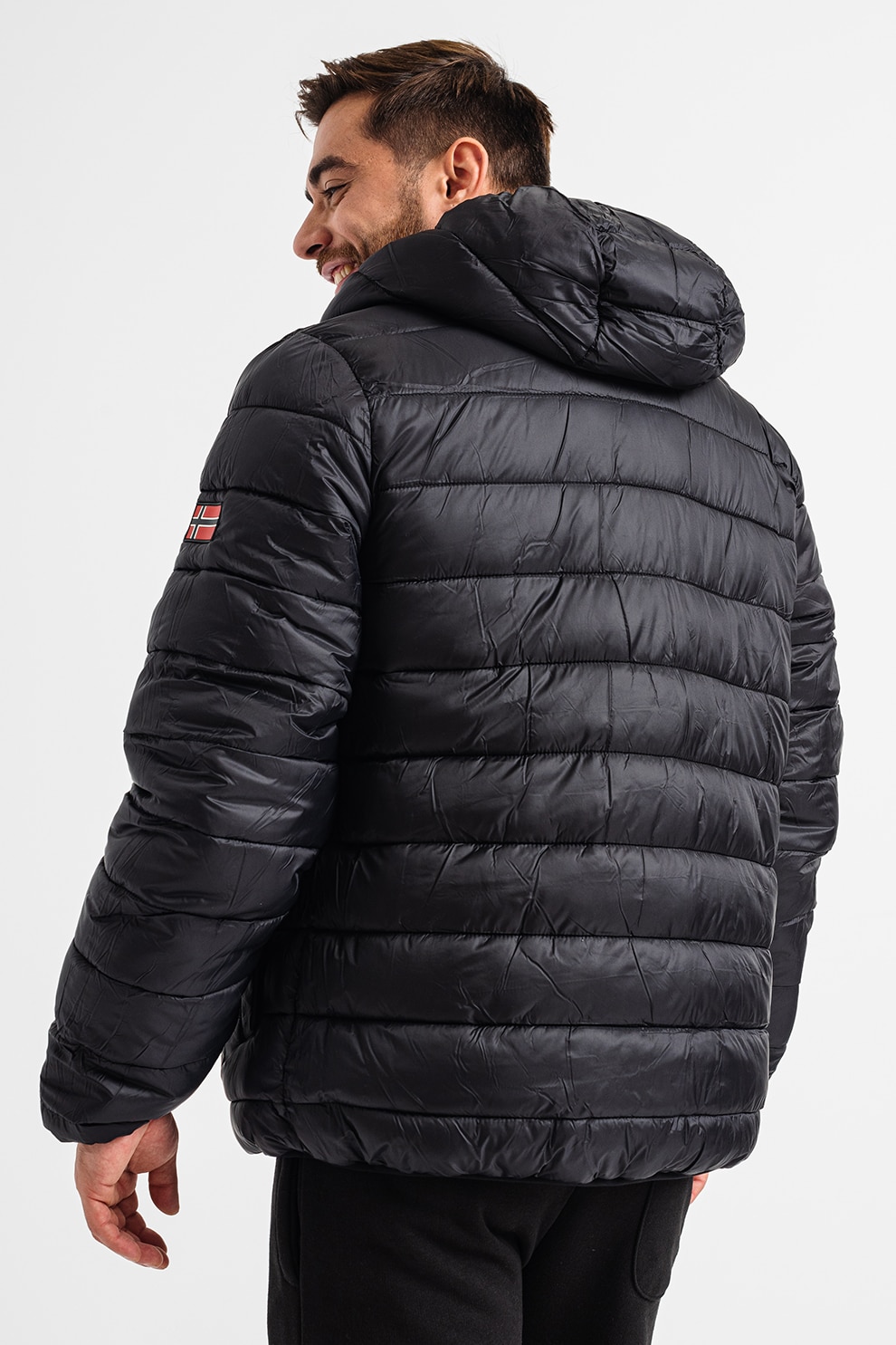 Geographical Norway, Geaca cu gluga si model reversibil Cabale, Negru ...