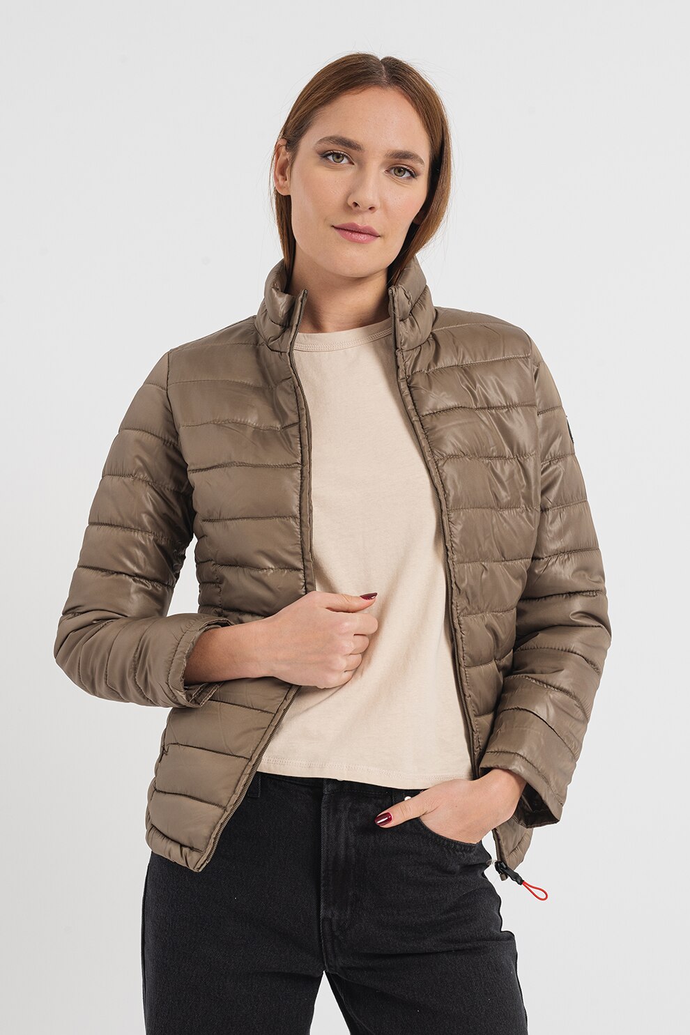 Anapurna,Geaca matlasata cu guler mediu Ada, Kaki, 4 - eMAG.ro