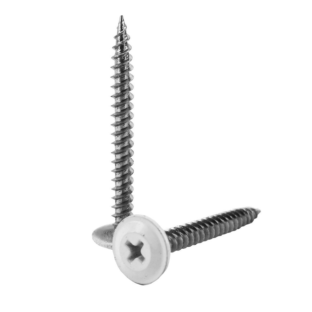 Set 500 Surub autofiletant, cap plat, 4.2x25 mm, vopsit alb RAL 9010 ...