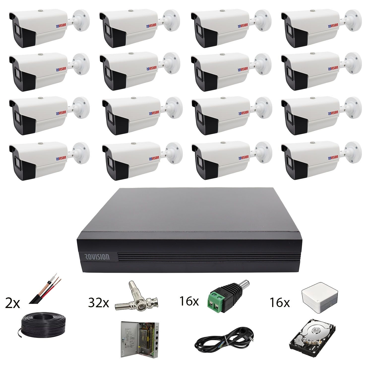 Kit 16 camere supraveghere 2MP, Full HD, IR 40 metri + DVR Pentabrid 16 ...