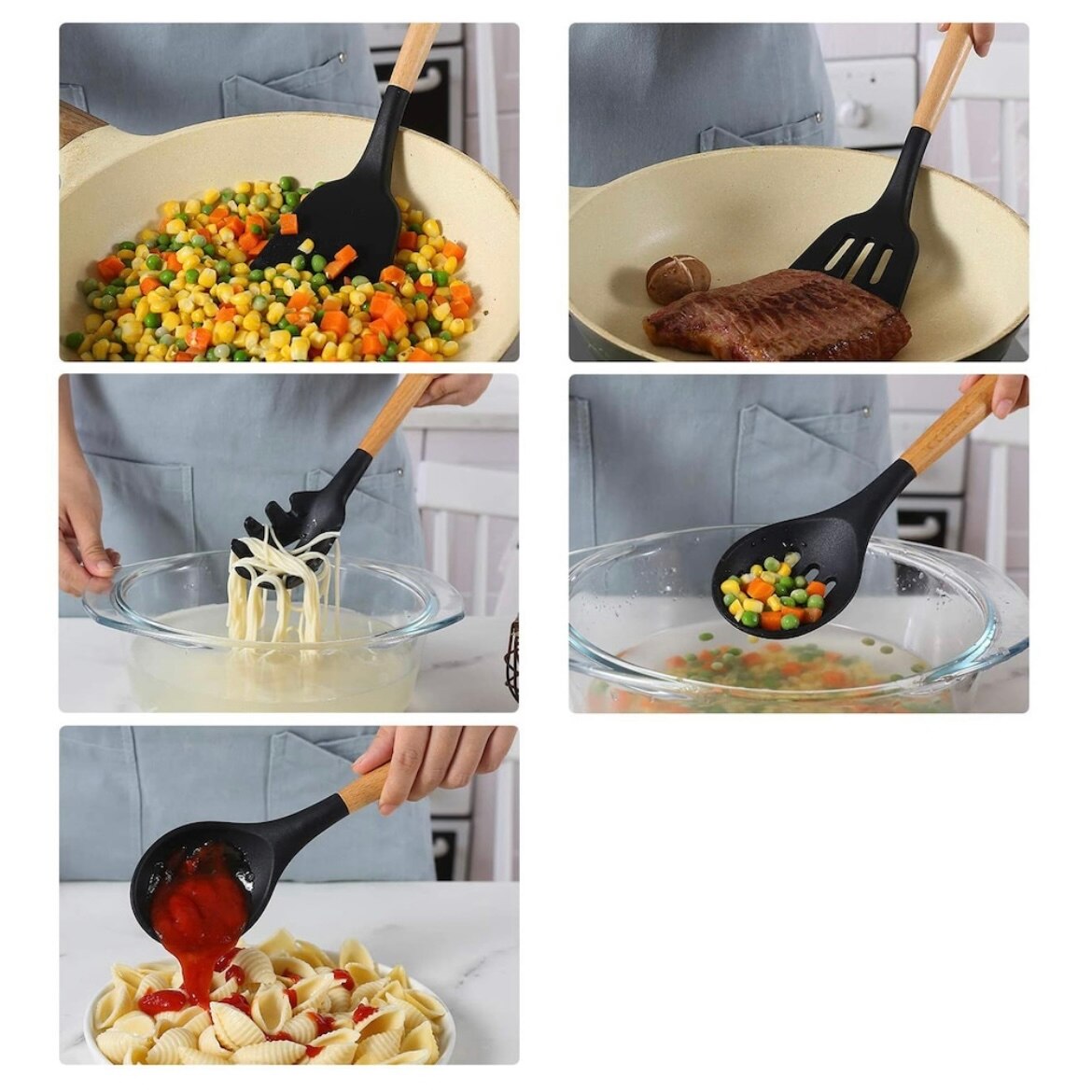 Комплект от 12 силиконови кухненски прибори EDAR, SPA12, топлоустойчива ...