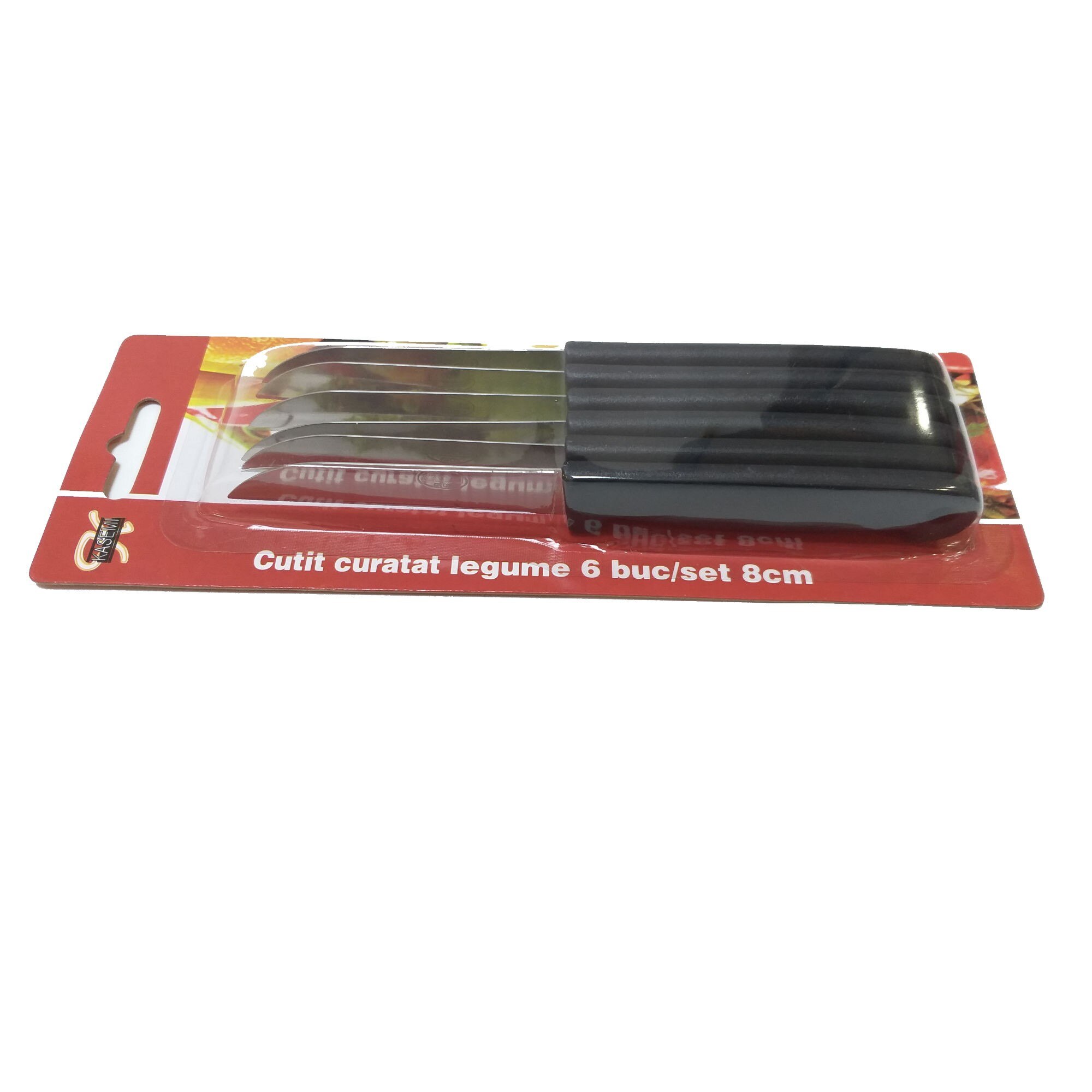 Set 6 cutite pentru curatat legume, Kasemi, inox, plastic, lama 8 cm ...