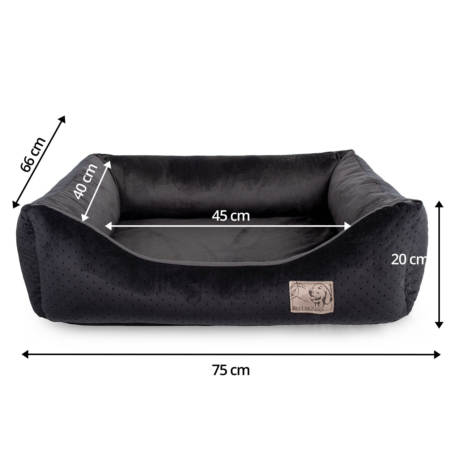 Pat de caine mic catifea negru M 75x66 cm - eMAG.ro