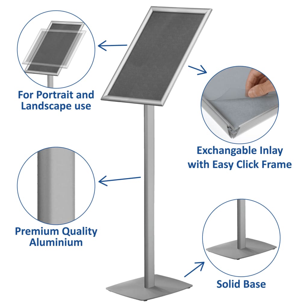 Stativ Info cu cadru de fixare cu clema A3, Europel, 25 mm, aluminiu ...
