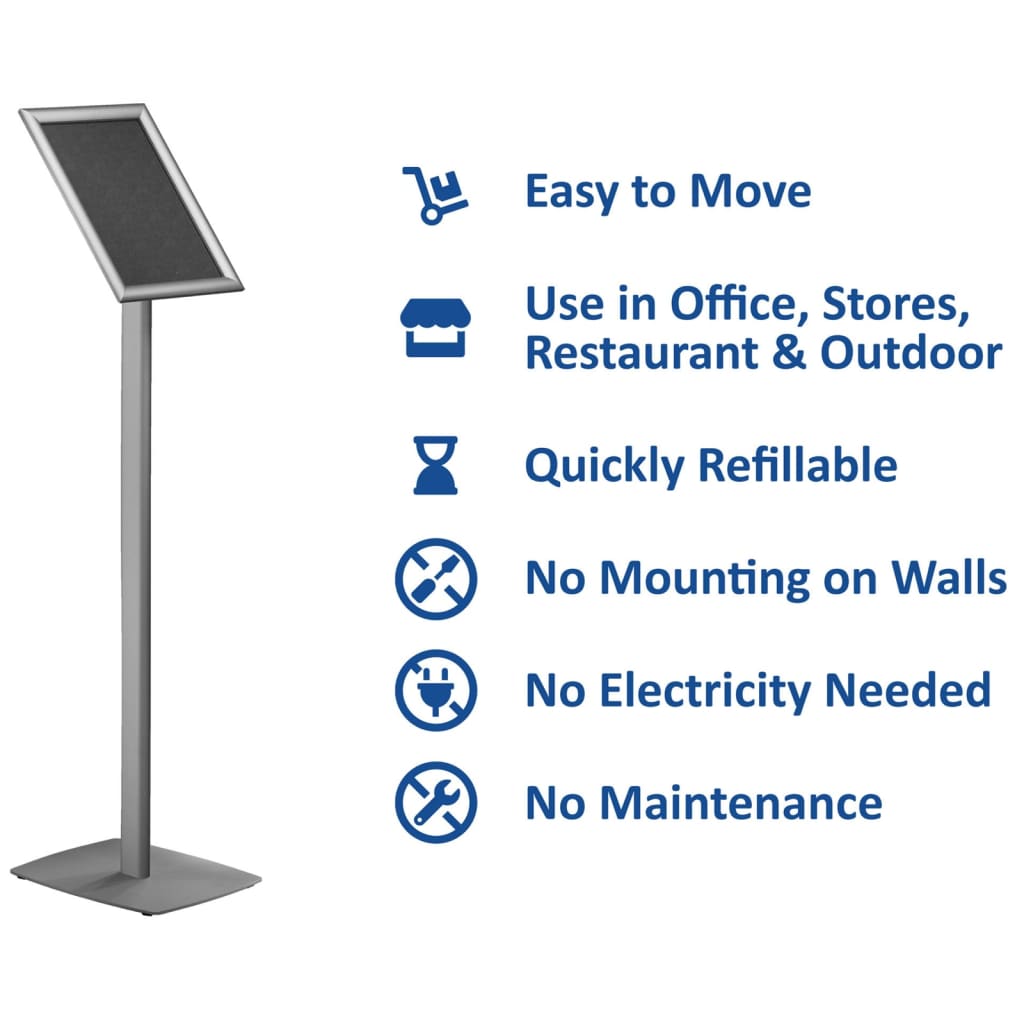 Stativ Info cu cadru de fixare cu clema A4, Europel, 25 mm, aluminiu ...