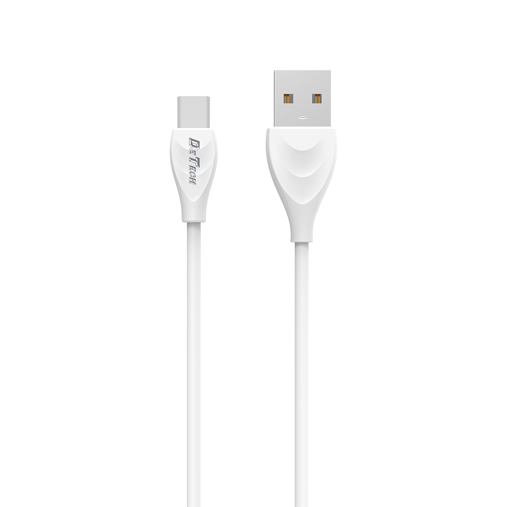 Cablu Date/ Incarcare usb Tip C, 2.0A, Detech, 1m, alb, usb 2.0 tata la ...