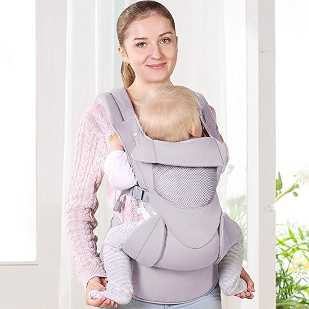 Ергономична раница за бебе Vika Baby®, Светло сив - eMAG.bg