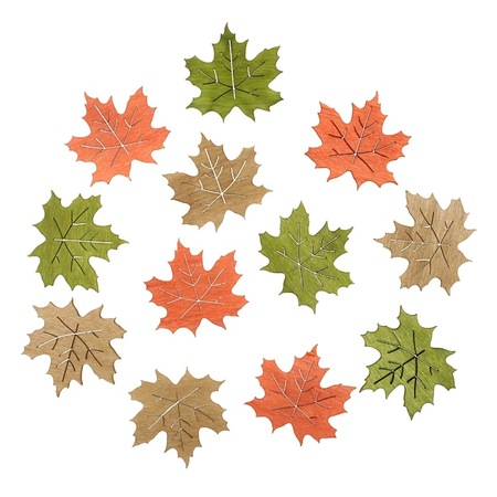 Set 12 frunze colorate din lemn, 4 cm - eMAG.ro