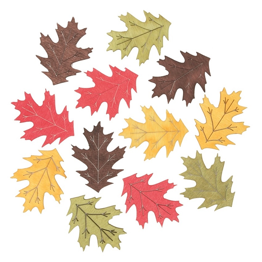 Set 12 frunze colorate de toamna din lemn, 4 cm - eMAG.ro