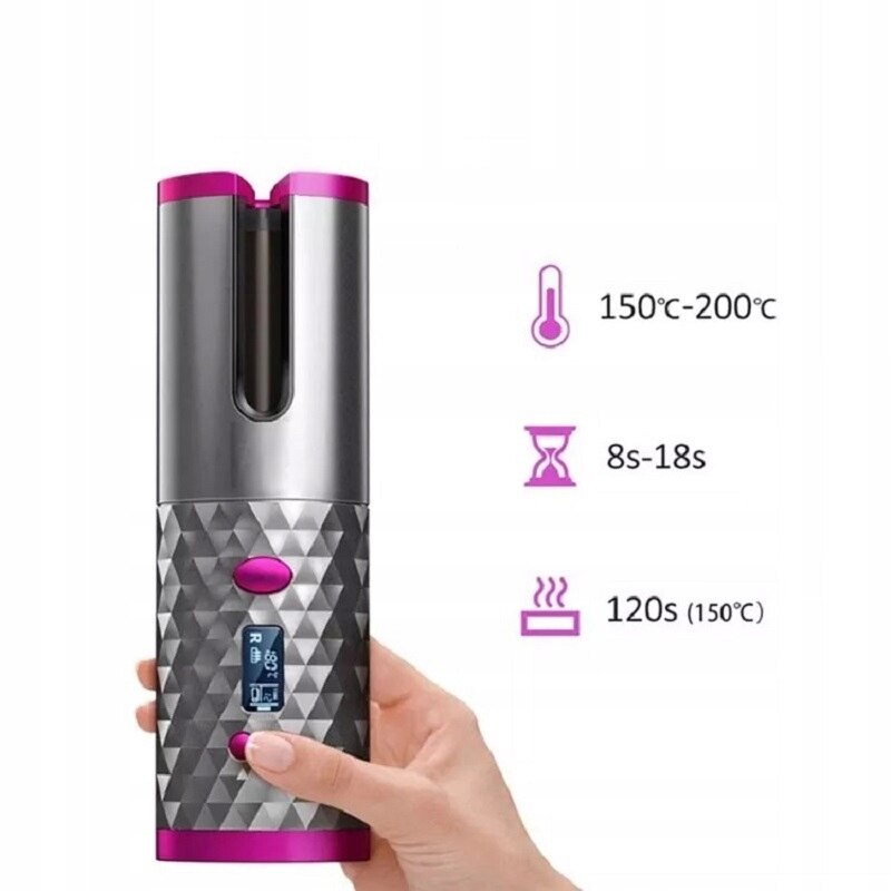 Ondulator ceramic de par, automat, fara fir, portabil, cu temperatura ...