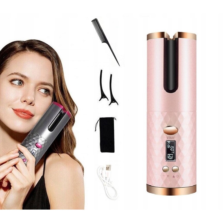 Ondulator ceramic de par, automat, fara fir, portabil, cu temperatura ...