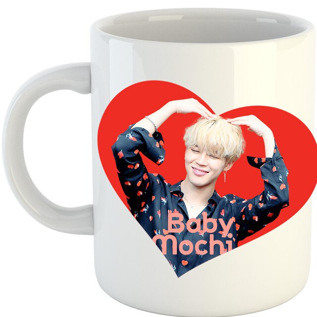 Чаша BTS Jimin Baby Mochi Happy Face Smile, Бял, 330 мл - eMAG.bg