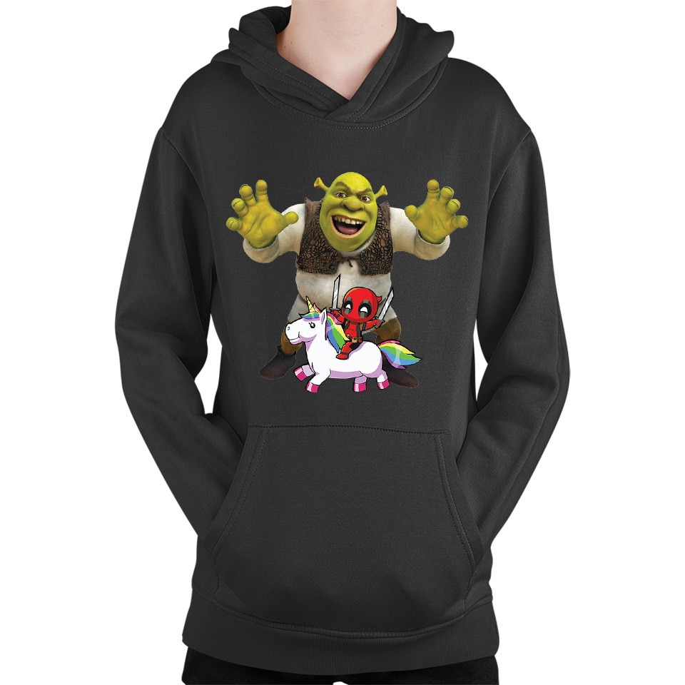 Детски суичър Shrek Deadpool Scary Unicorn, Черен, Размер 104-110 см ...