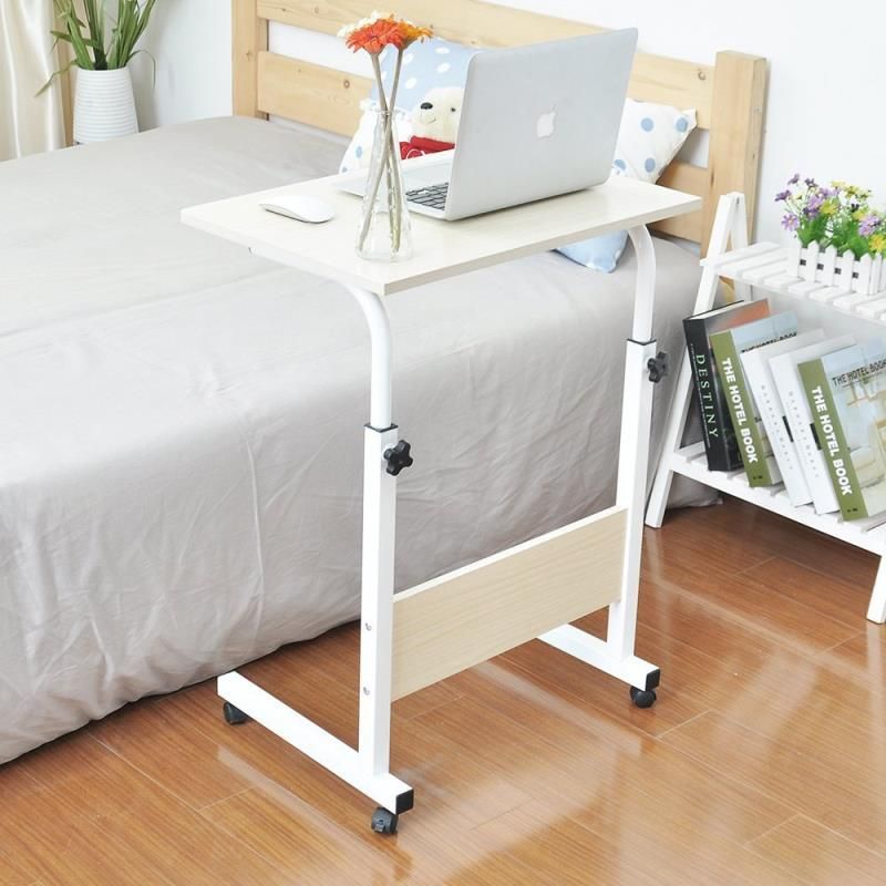 Stand mobil pentru laptop, 4 roti, 60x40 cm, Alb/Bej - eMAG.ro